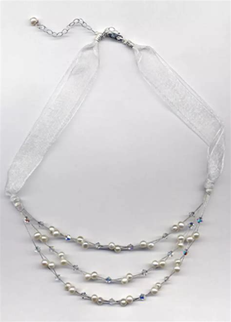 Ss Freshwater Pearl And Crystal Necklace Davids Bridal