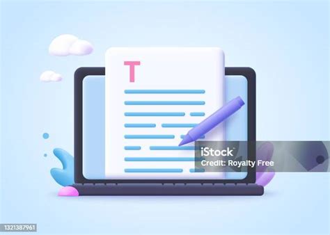편집 가능한 온라인 문서 개념입니다 창의적인 글쓰기 스토리텔링 카피라이팅 온라인 교육 3d 벡터 그림입니다 3차원 형태에 대한 스톡 벡터 아트 및 기타 이미지 Istock