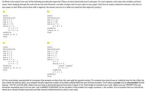 Solved 1 What Is The Output From Each Of The Following