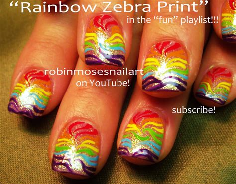 Nail Art By Robin Moses Cutest Rainbow Zebra Nail Art Cute Rainbow Leopard Nail Art Cute