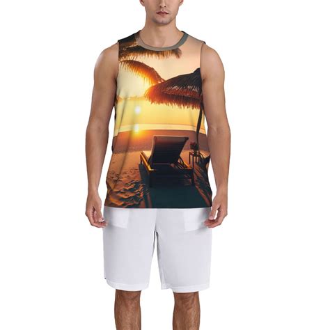 Zeuib Hawaiian Sunset Beach Jersey Shirt For Men Mesh Athletic Practice