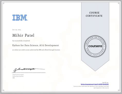 Mihir Patel On Linkedin Hello I Completed The Python For Data Science Course At Ibm It Is An