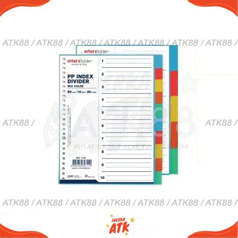PP Index Divider Pembatas InterX B5 10 Tabs Pembatas File Pembatas Folder Pembatas Dokumen