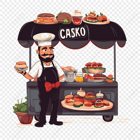 케이터링 클립 아트 요리사 및 음식 카트 벡터 일러스트 레이 션 만화 Png 일러스트 무료 다운로드 Lovepik