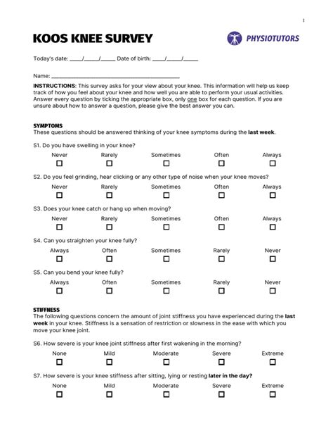 Koos Knee Survey Pdf Pdf