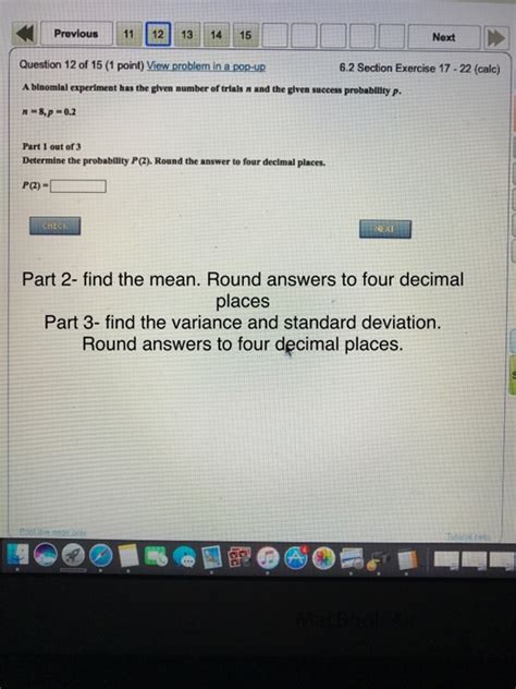 solved a binomial experiment has the given number of trials