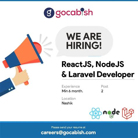 Gocabish On Linkedin Job Reactjs Laraveldeveloper Laravel