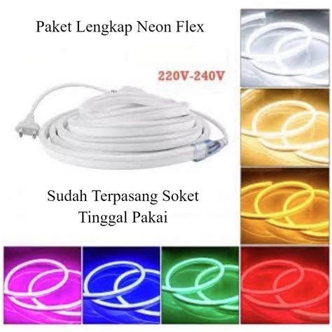 Jual ANP88 Paket Lampu LED Neon Flex 220v Waterproof Lengkap Tinggal Colok Siap Pakai Lampu