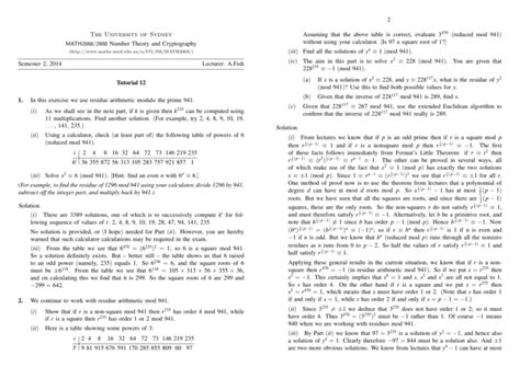 Number Theory And Cryptography Tutorial Modular Arithmetic