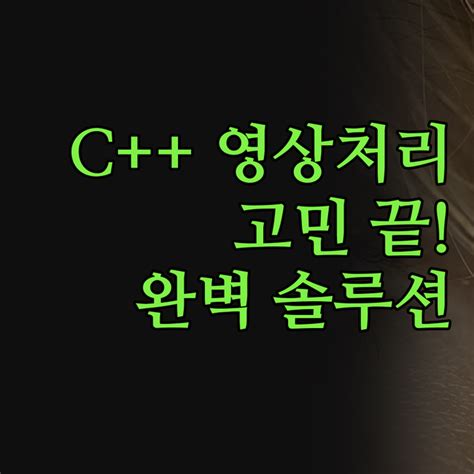 C 영상처리 프로그램 개발 더 이상 고민 마세요 완벽한 솔루션이 여기