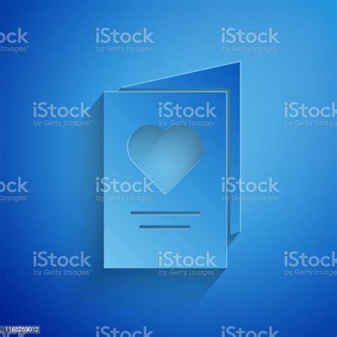 파란색 배경에 고립 된 심장 아이콘과 종이 컷 발렌타인 데이 파티 전단지 초대 또는 인사말 카드에 대 한 축 하 포스터 템플릿입니다 종이 아트 스타일입니다 벡터