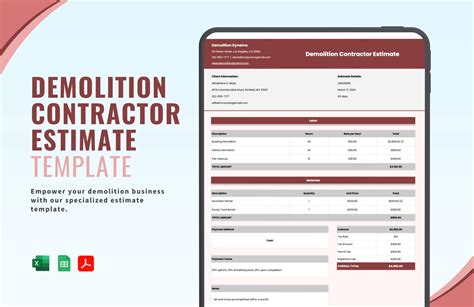 Demolition Estimate Template Pl
