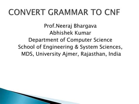Convert Grammar To Cnf Ppt