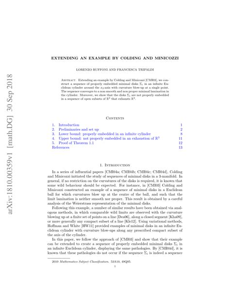 Pdf Extending An Example By Colding And Minicozzi