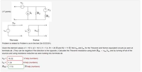 Solved Given The Element Values V V V V I Chegg Com