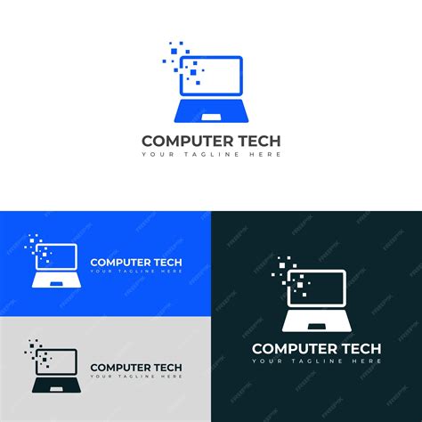 Premium Vector Computer Tech Logo Computer Logo Laptop Tech Template Software Development
