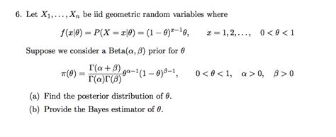Solved Let X X N Be Iid Geometric Random Variables Chegg Com