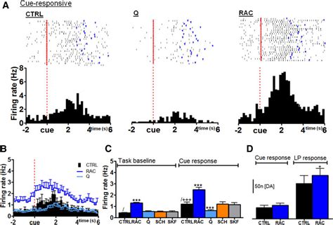 D2 Mediated Responses After The Cue A Raster Plots And Histograms Of