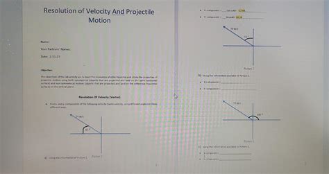 Solved Resolution Of Velocity And Projectile X Component