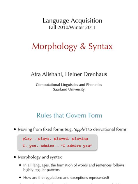 Morphology Syntax Pdf Language Acquisition Parameter Computer