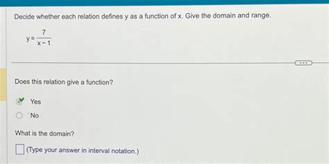 solved decide whether each relation defines y ﻿as a function