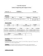ENGR 242 Course Outline 1 Docx Concordia University Faculty Of Engineering And Computer