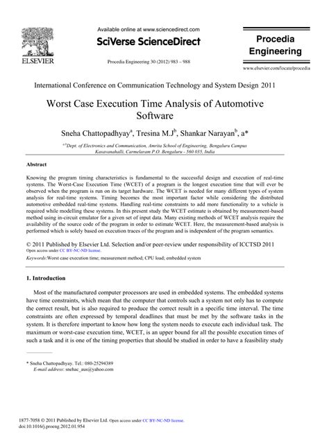 Pdf Worst Case Execution Time Analysis Of Automotive Software