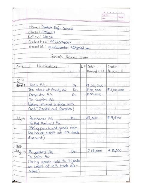 Omkar Gundal Journal Entry Assignment Pdf