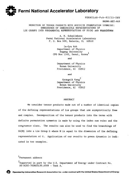 Pdf Reduction Of Tensor Products With Definite Permutation Symmetry Embeddings Of Irreducible