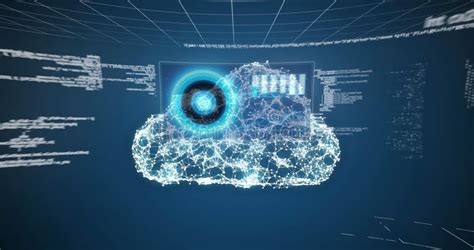 image of scope scanning digital cloud and data processing over screens