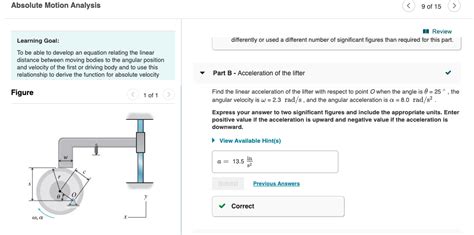 Solved Absolute Motion Analysis 9 Of 15 Review Learning
