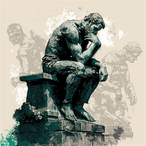 Thinking Man Statue Drawing