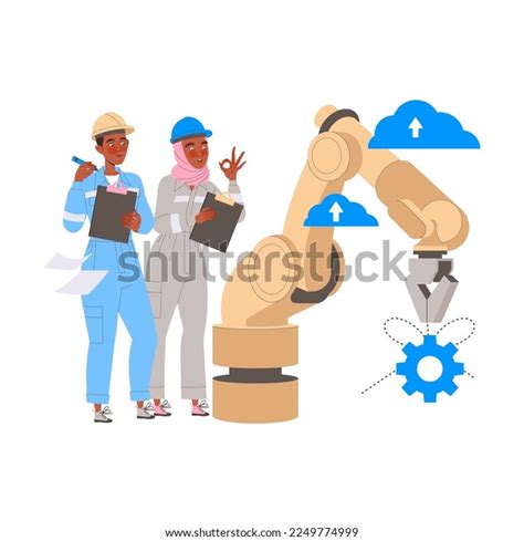 Robotics Programming Man Woman Engineer Character Stock Vector Royalty Free 2249774999