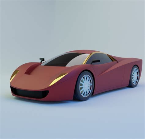 红色跑车 卡通汽车 Blender布的