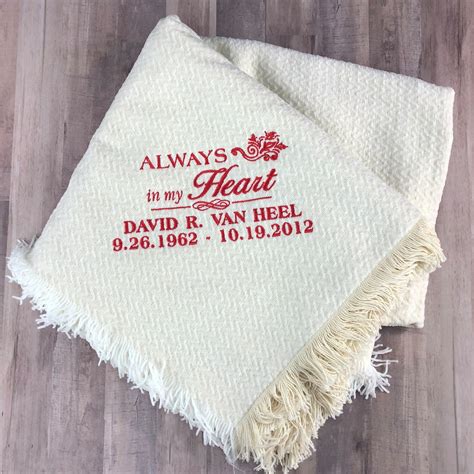 Embroidered Memorial Throw Blanket Personalized Memorial Blanket