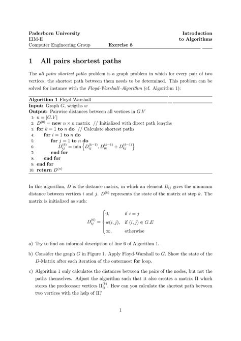 Exercise 8 Introduction To Algorithms Paderborn University Eim E