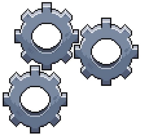 Pixel Art Gears Gear Set ícone Vetorial Para Jogo De 8 Bits Em Fundo Branco Vetor Premium