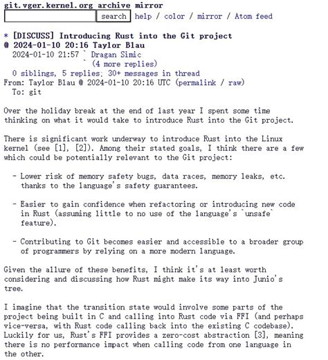 Git开发者正讨论引入rust语言的可能性 乐我知