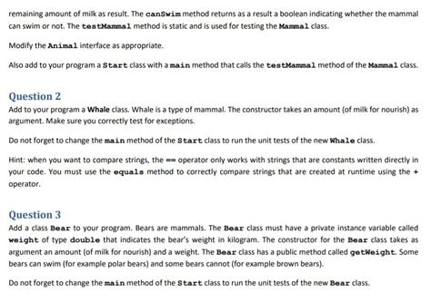Solved Question 1 Create An Animal Interface And A Mammal Solved Question 1 Create An Animal Interface And A Mammal