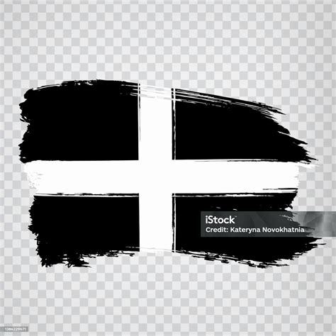 브러시 스트로크에서 콘월플래그 웹 사이트 디자인 로고 앱 Ui에 대한 투명한 배경에 콘월플래그 영국 스톡 벡터 Eps10 기에
