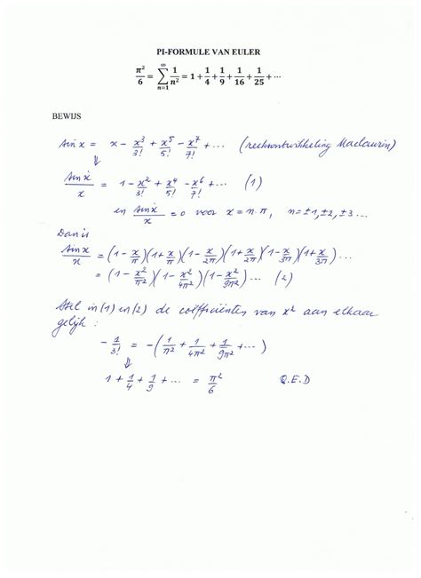 Pi Formule Van Euler 1735 Piphi