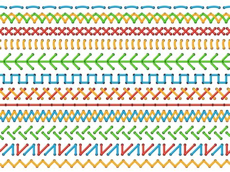 Premium Vector Embroidery Stitches Color Decorative Seams Seamless