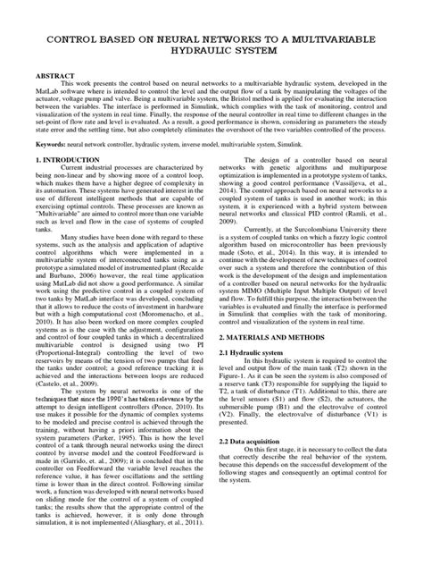 control based on neural networks to a multivariable hydraulic system