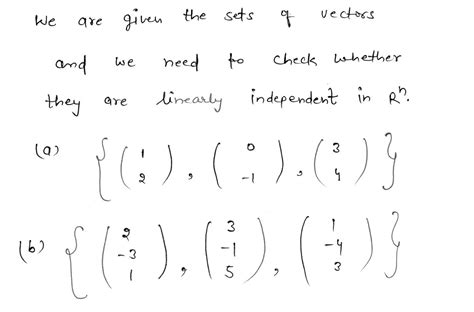Answered 3 Problem 3 Determine Whether Each Of The Following Sets Of Vectors Is Linearly
