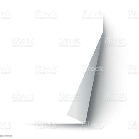 말린 종이 코너 곡선 페이지 모서리 페이지 가장자리 컬 및 사실적인 그림자가있는 구부러진 용지 시트 흰색 배경에 격리된 용지 모서리 접기 0명에 대한 스톡 벡터 아트 및