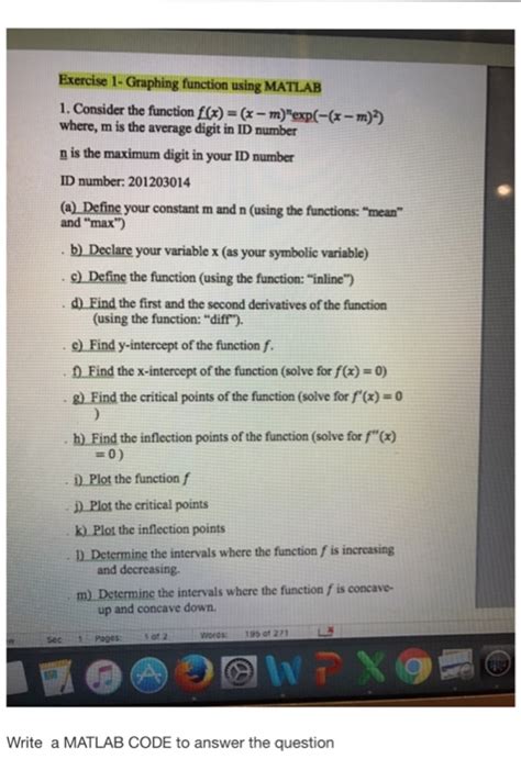 Solved Exercise 1 Graphing Function Using Matlab 1 Consider