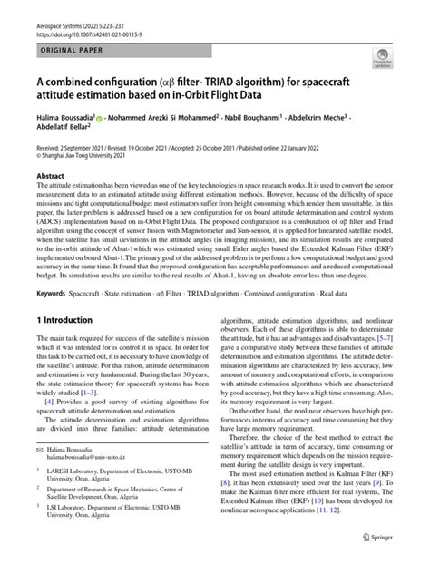 A Combined Configuration αβ Filter Triad Algorithm For Spacecraft Attitude Estimation Based