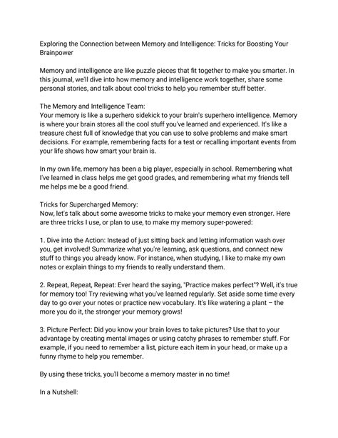 Psyc 1504 01 Ay2024 T3 Learning Journal Unit 4 Exploring The Connection Between Memory And