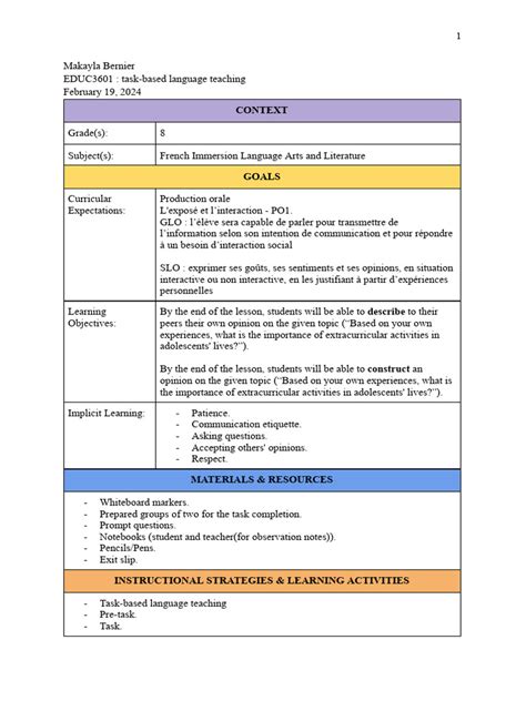 Educ3601 Task Based Language Teaching Application 1 Pdf Teachers Conversation