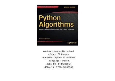 python algorithms mastering basic algorithms in the python language by